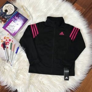 adidas | Jackets & Coats | Authentic Girls Adidas Black Zip Jacket Size ...